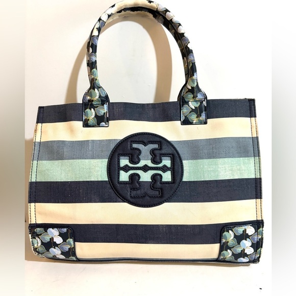 Tory Burch | Bags | Tory Burch Black And Cream Tote Bag With Structured ...